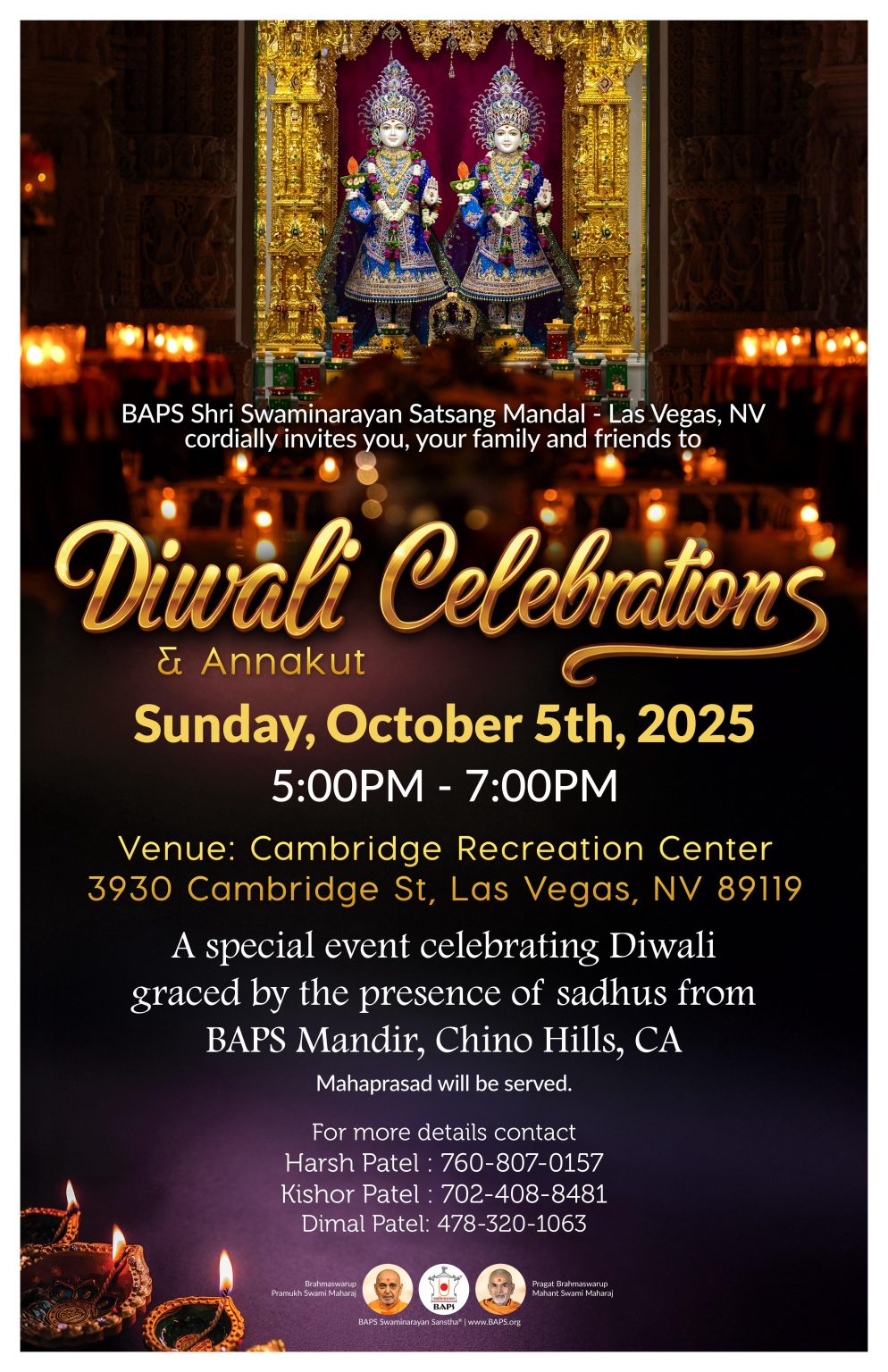 Diwali Celebrations by Sri Swaminarayan Satsang Mandal of Las Vegas ...